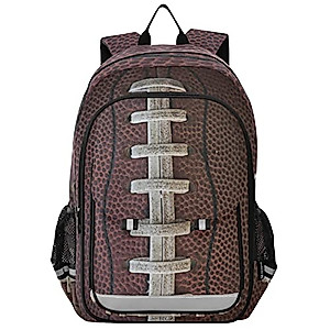 Glaphy American Football Laces Backpack School Bag Lightweight Laptop Backpack Student Travel Daypack with Reflective Stripes