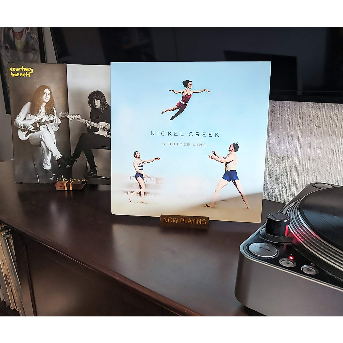 Now Playing Vinyl Record Stand | Vinyl Record Holder Display | Wood Records Storage Stands for Albums | Now Spinning Vinyl Accessories Rack