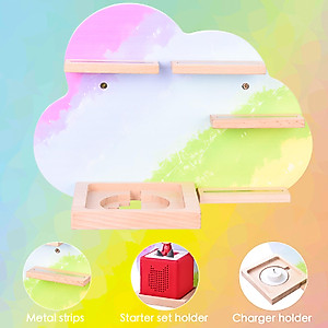 DDgro Wooden Shelf for Toniebox Audio Player Starter Set Playful Magnetic Storage Rack for Tonie Characters, Charger (Cloud Shape)