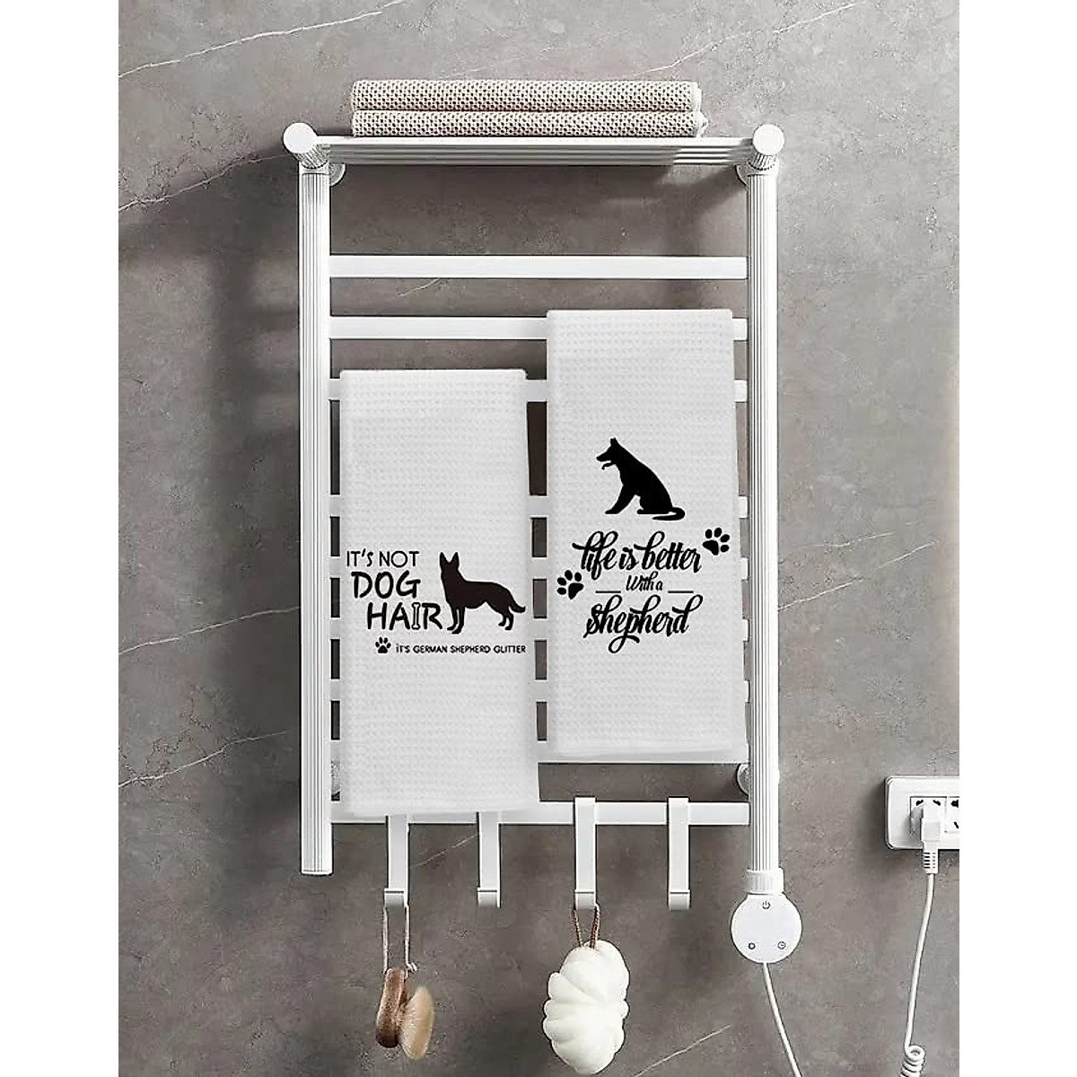 Knibeo German Shepherd Kitchen Towels Set - German Shepherd Gifts for Women, 2 Pieces 16 X 24 Inch Bathroom Hand Towels, Tea Towels for Kitchen Decorative, German Shepherd Decor