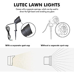 LUTEC Light Outdoor Spotlight, LED Landscape Lighting, Waterproof Outdoor Spotlight, 145°Adjustable, 6W 389 Lumens 3000K, Spot Lights for Yard Garden Driveway Porch Walkway Pool Patio