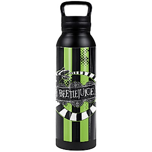 Beetlejuice OFFICIAL Beetle Worm 24 oz Insulated Canteen Water Bottle, Leak Resistant, Vacuum Insulated Stainless Steel with Loop Cap, Black