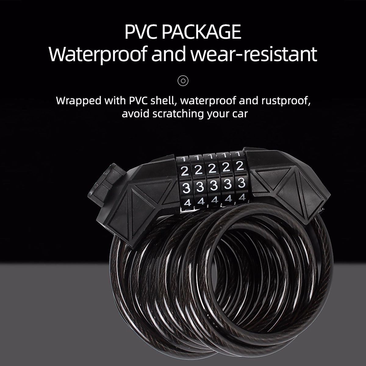 Aidoclip Heavy Duty Cable Lock - Anti Theft Bicycle and Waterproof Chain Lock for Versatile Use