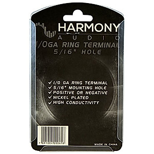 Harmony Audio HA-RT0 Car Stereo Power or Ground 1/0 Gauge 5/16" Ring Terminal Screw Set Heavy Duty- Nickel Plated
