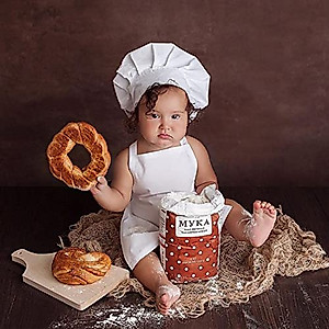 M&G House Newborn Photography Prop Baby Chef Apron Costume Baby Photo Props Baby Bakery Photoshoot Prop Chef Outfit Baby Uniform Chef Apron Hat Photo Props(Regular, Fits 7-18 Months)