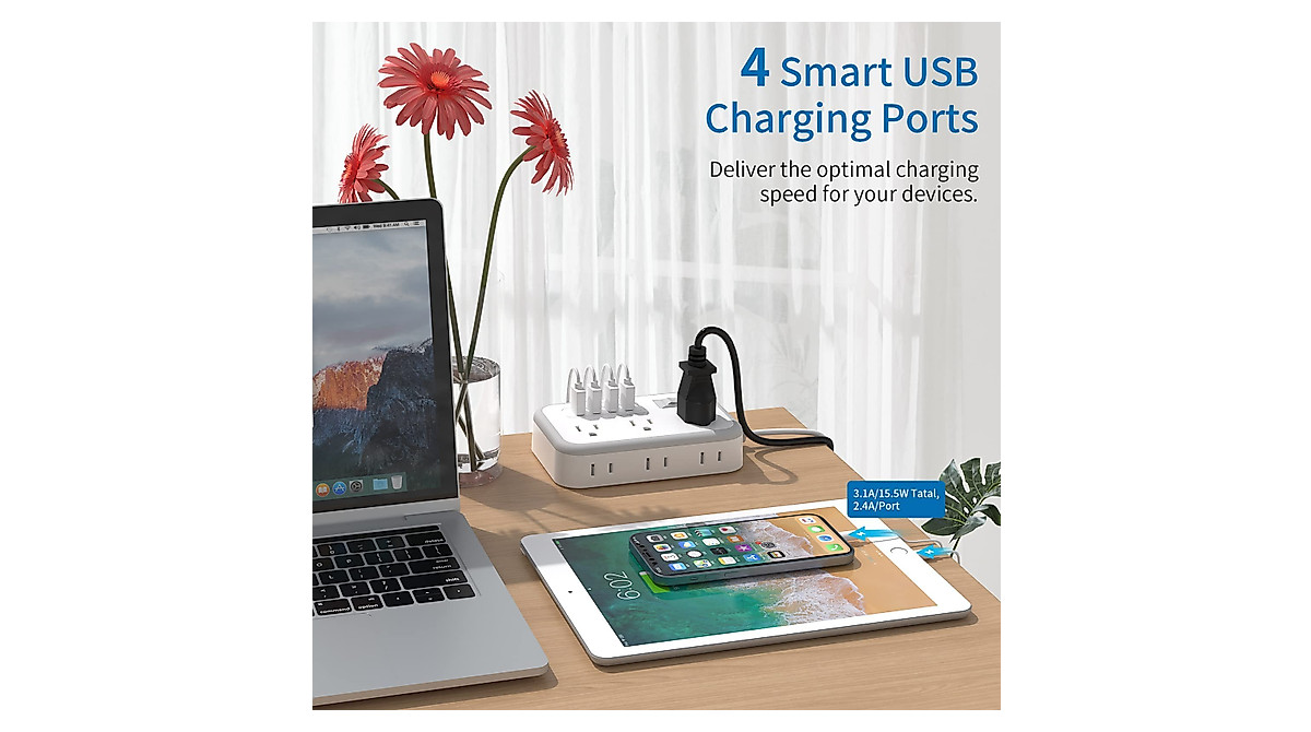 NTONPOWER 6-Outlet Power Strip with USB - Compact & Safe