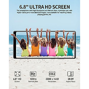 SANSHREUNI C21 5G Unlocked Android Phones, 6G+256GB Unlocked Cell Phone for Android 13, 6.8" HD Smartphone with 64MP Camera, 6000mAh Battery, 30W Fast Charge, GPS, Face ID/Fingerprint Unlock (Black)