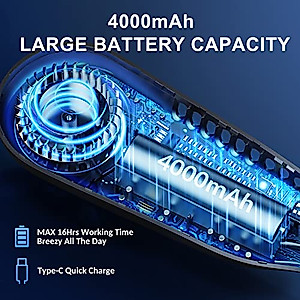 SWEETFULL Portable Neck Fan Bladeless Personal Fan 4000mAh Rechargeable Battery Operated Wearable Small Fan,360° Cooling Airflow, 3 Speed Neck Cooler for Women Men