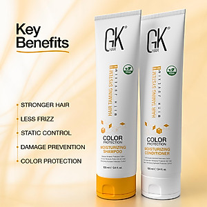 GK HAIR Color-Treated Moisturizing Shampoo & Conditioner 3.4 fl oz Duo – Sulfate-Free Hydrating Set for Color Protection, Frizz Control & Deep Nourishment