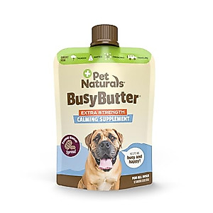 Pet Naturals BusyButter Extra Strength Calming Peanut Butter with Melatonin for Dogs - Great for Treats, Lick Mats, Training, Calming, and Enrichment Toys