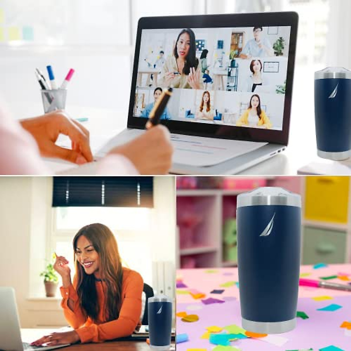 Nautica Coffee Mug Tumbler-Vacuum Insulated Double Wall Travel Cup - To Go Reusable Thermos - Stainless Steel Inside and Outer With Slide Lid 20 OZ-Pink