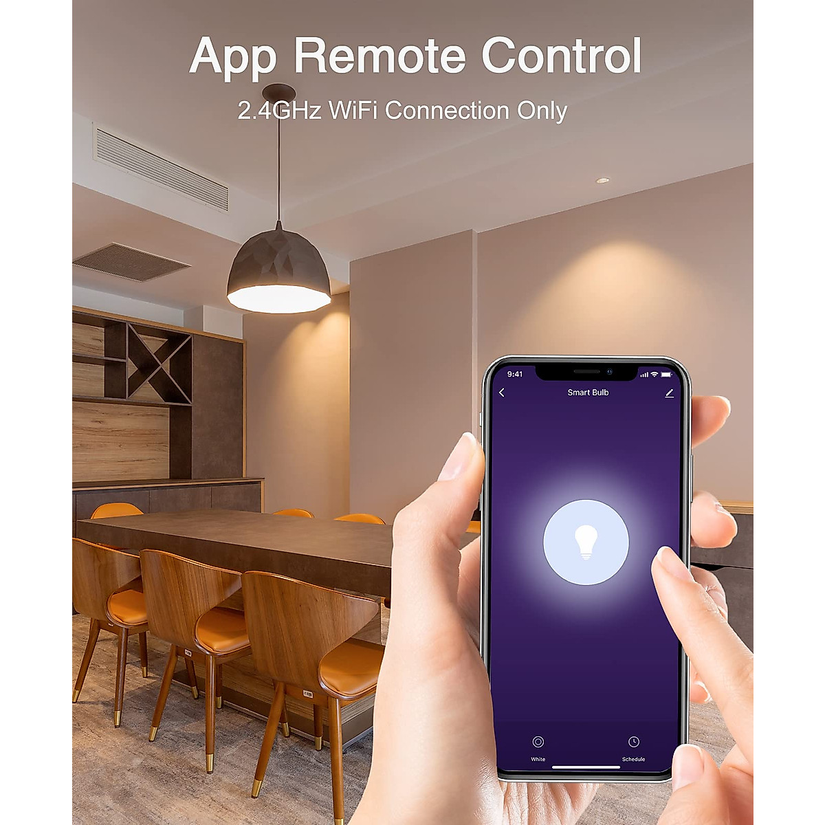 GHome Smart Light Bulbs, E26 A19 LED Bulb Compatible with Alexa & Google Home, App Remote Control, 8W Dimmable 2700K Warm White 800 Lumens, 2.4GHz WiFi, No Hub Required, 6 Pack