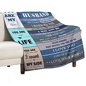 Azefun Anniversary Wedding Gifts for Couples,Romantic Gifts for Him, Soft Light Warm Fleece Blanket for Sofa Bedroom,Travel, Air Conditioner Blanket (Husband, 50 * 60 inch)