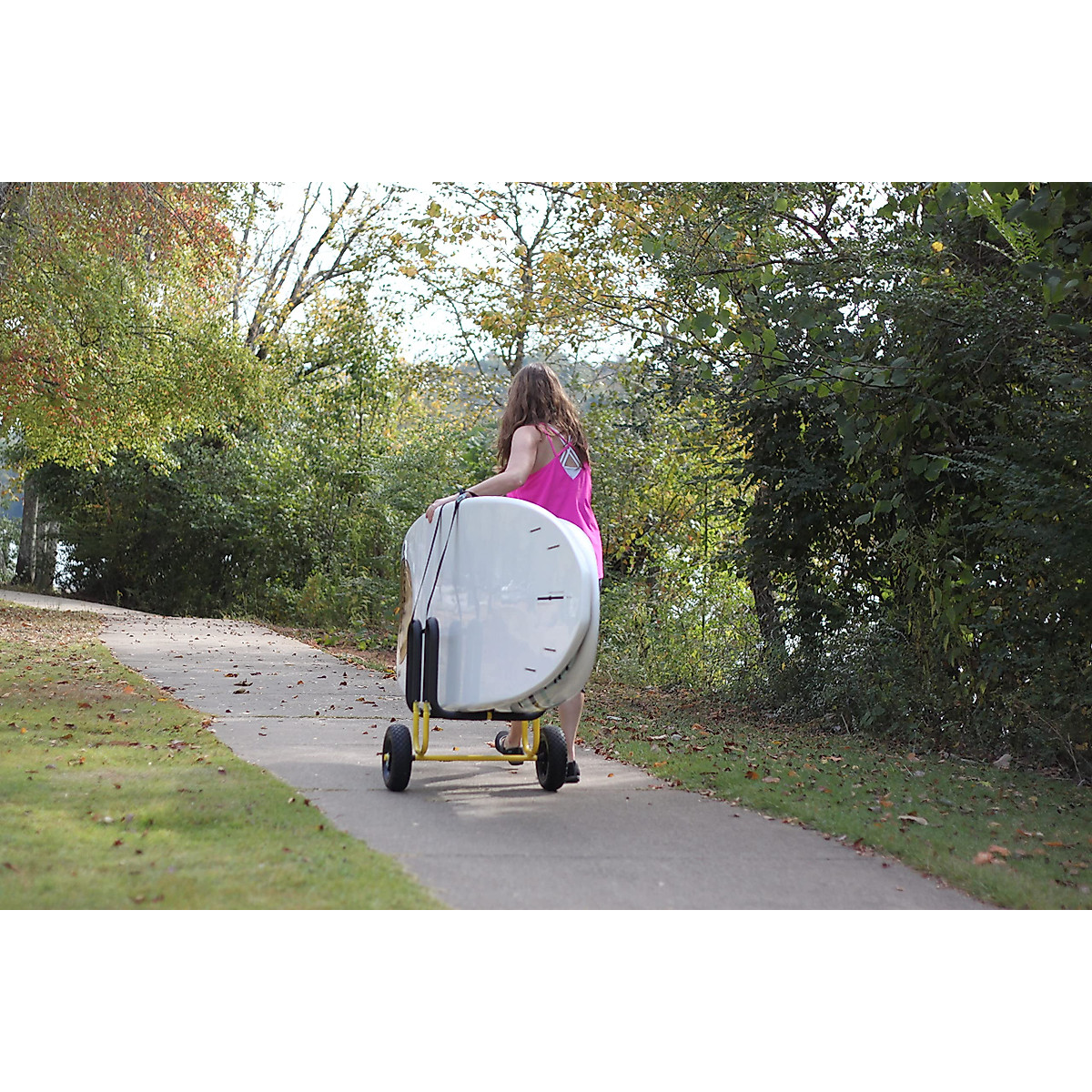 Suspenz Double SUP Transport Cart with Airless Wheels, Carrier/Trolley for 2 Stand Up Paddle Boards & Surfboards, Yellow (22-9934)