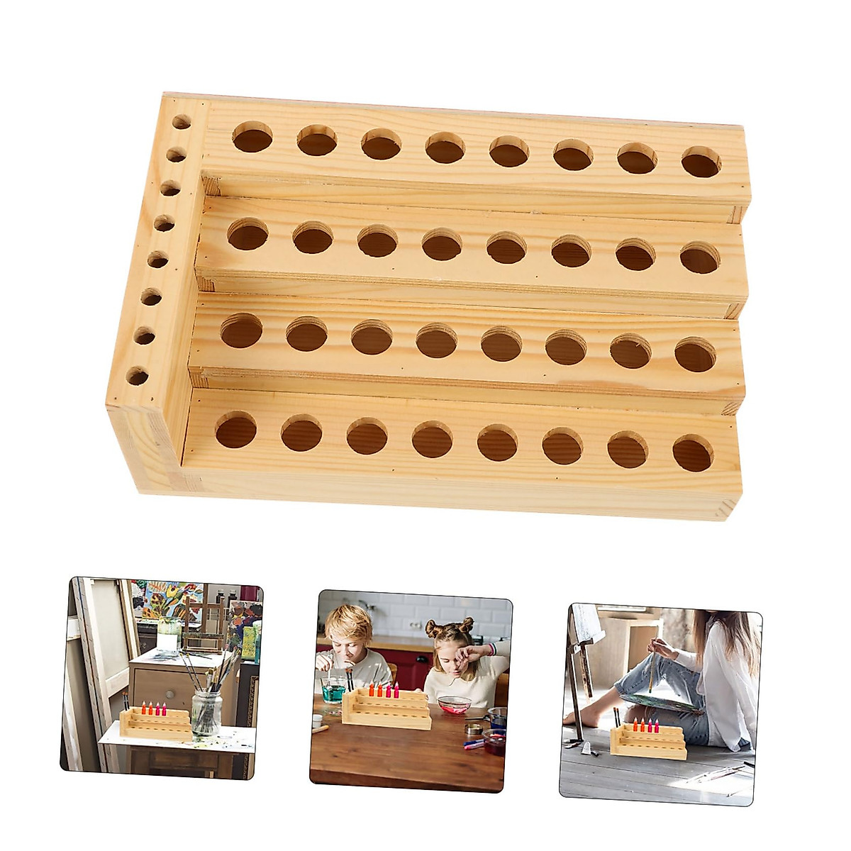 AUTSUPPL Paint Box Storage Rack Art Organizer and Storage Craft Paint Storage Acrylic Paint Storage Organizer Acrylic Paint Holder Craft Paint Organizer Miniature Paint Rack Wood