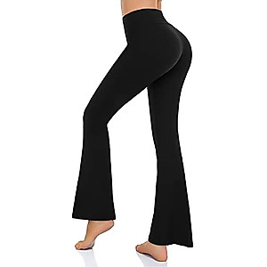 Women’s Bootcut Yoga Pants - Flare Leggings for Women High Waisted Crossover Workout Lounge Bell Bottom Jazz Dress Pants (X-Large, Black)