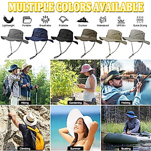 Taeku Fishing Hat, Wide Brim Boonie Hat Sun Protection Cap Breathable Safari Hat for Man Woman (Khaki)