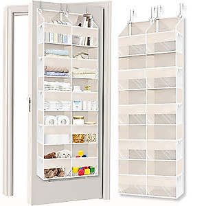 Over the Door Organizer 5 Tiers,Extra Large Behind Door Storage of 10 Compartments,50 lbs Weight Capacity Over the Door Storage, Door Hanging Organizer for Closet, Diaper Organizer, Toy Storage, Beige