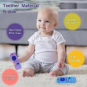 Hooku 2 Pack Remote Teether for Baby, Silicone Teethers for Babies 6-12 Months, Baby Teething Toys for Babies 0-6 Months, Sensory Toys for Babies, Toddler Infant Newborn Toys Baby Girl Boy Gifts