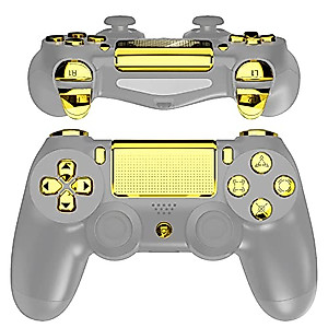 eXtremeRate Chrome Gold Classical Symbols Custom Replacement Full Set Buttons for ps4 Slim Pro CUH-ZCT2 Controller - Compatible with ps4 DTFS LED Kit - Controller NOT Included