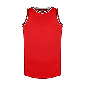 Blank Basketball Jersey Men's Mesh Athletic Sports Shirts Black Yellow White Blue Red S-3XL(Red,XX-Large