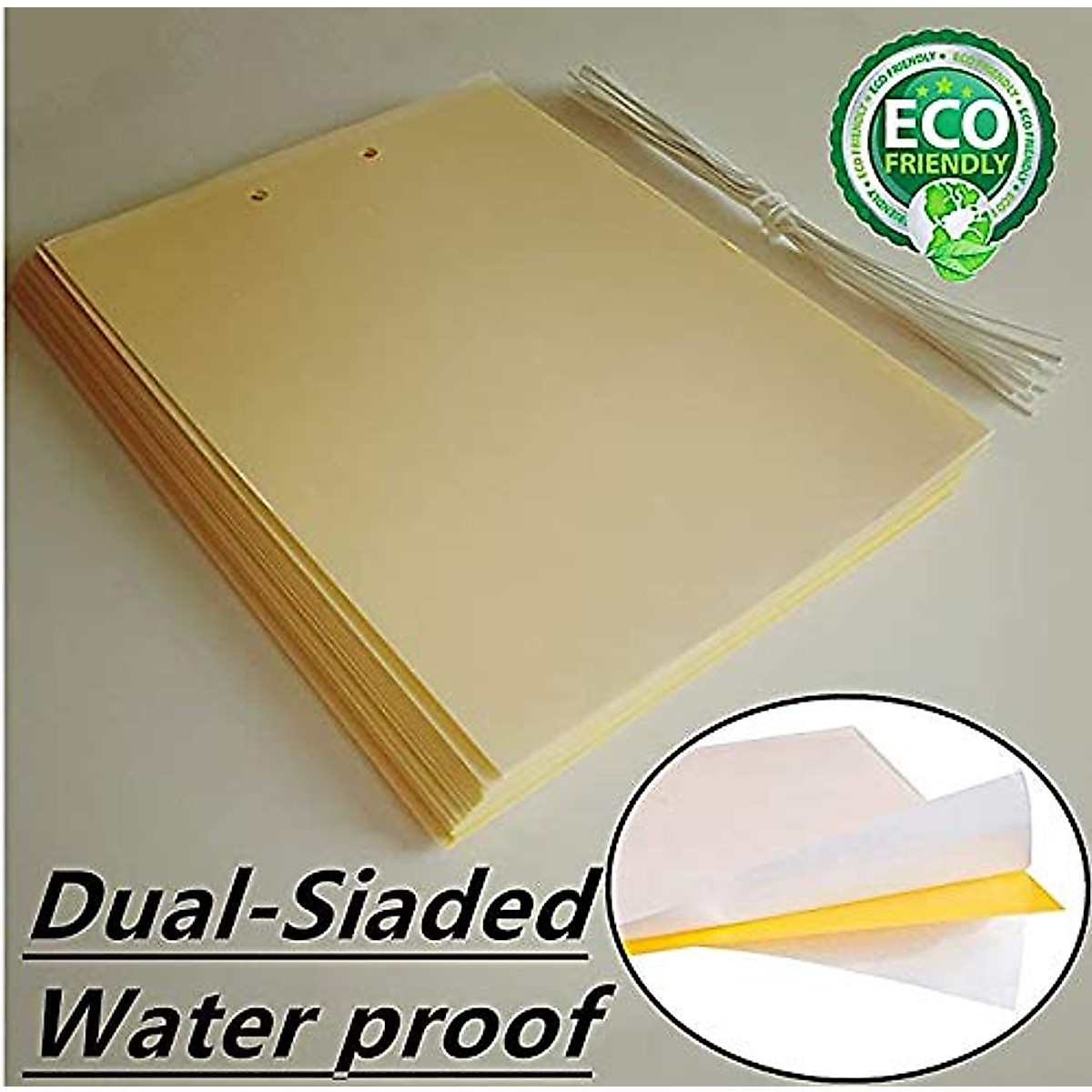 20 Count Dual Yellow Sticky Traps 8 X 6 Inch Set for Flying Plant Insect Like Fungus Gnats, Aphids, Whiteflies, Leafminers -Included 20pcs Twist Ties