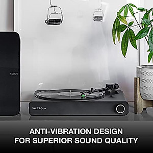 Victrola Stream Onyx Turntable - 33-1/3 & 45 RPM Vinyl Record Player, Works with Sonos Wirelessly, High Precision Magnetic Cartridge, Semi-Automatic, Multiple Connections, Black Matte Finish