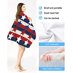 Gsypo Microfiber Beach Towel Oversized 31”x63”, Independence Day USA Falg Red Blue White Stripes Swimming Pool Towels for Adult, Absorbent Sand Free Lightweight Beach Towels for Beach Bath Yoga Hotel