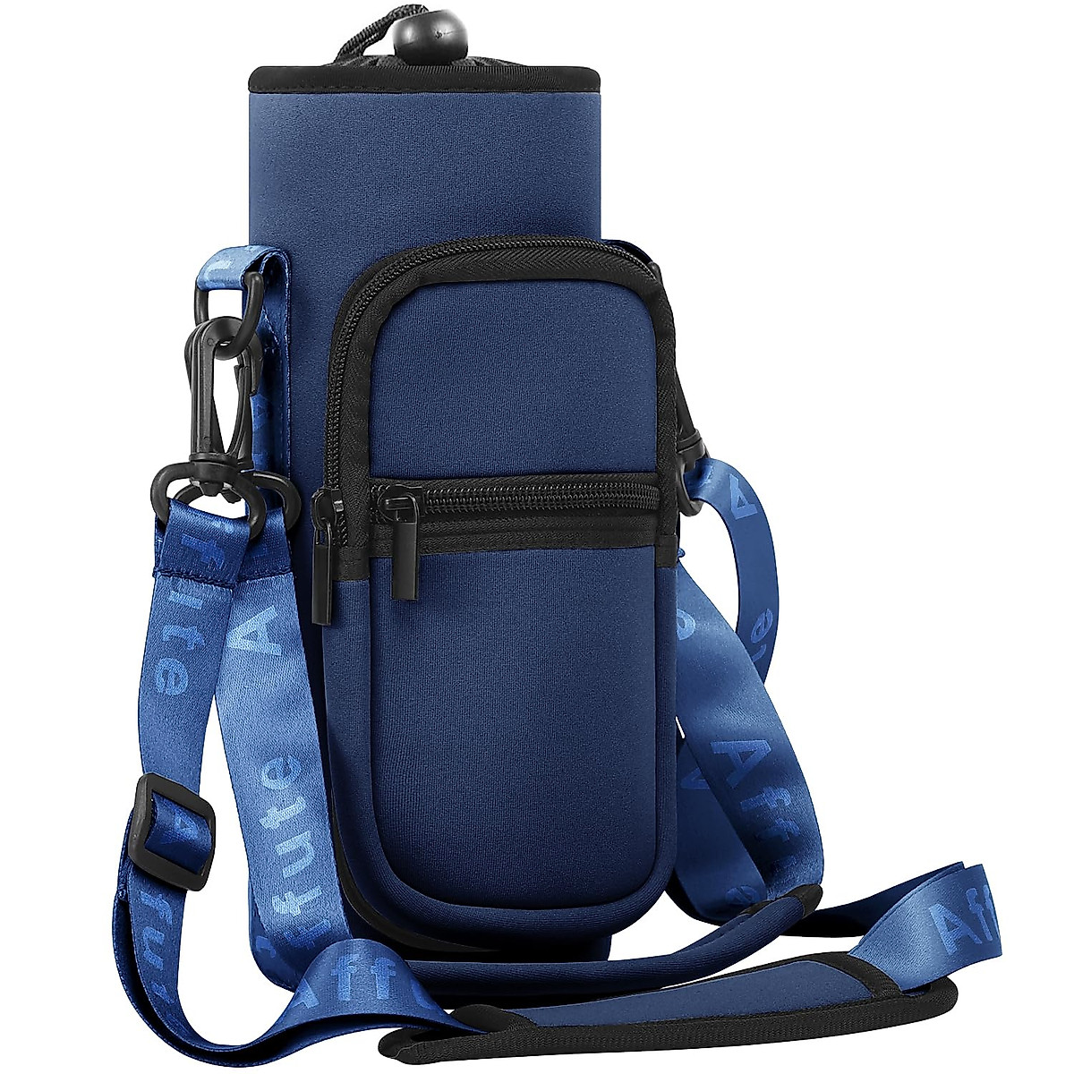 Affute Water Bottle Carrier Bag for 12-40 oz Bottles, with Adjustable Shoulder Strap,2 Pockets, Walking Camping Hiking Daypacks (RoyalBlue)