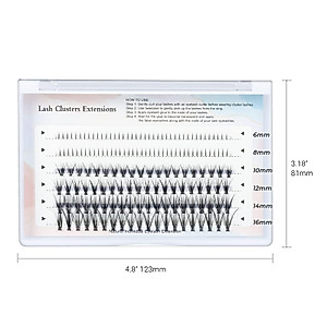 QEZEZA Lash Clusters DIY Eyelash Extensions, 160 Clusters Lashes 20D C Curl 6-16MM Mix, Individual Lashes Eyelash Clusters Extensions Cluster DIY at Home 160PCS (20D - C Curl - 6-16MM Mix)