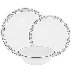 Corelle 1127003 Mystic Gray Chip & Break Resistant 12pc Dinner Set, Service for 4, Grey, 27.94 x 12.38 x 26.67 cm