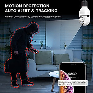 Topiacam 2.4Ghz Light Socket Security Cameras Wireless Indoor Outdoor Light Bulb Security Camera,Light Camera Outdoor with Color Night Vision,2-Way Talk, 7/24 Recording,Motion Tracking