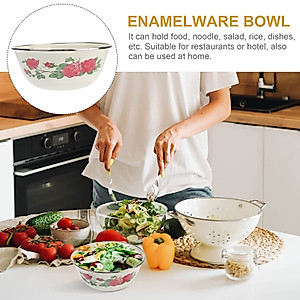 Hemoton Enamel Bowl Large Enamel Basin Vintage Enamel Salad Pasta Soup Bowls Enamelware Bowl Noodles Snacks Serving Mixing Bowl (Random Style)