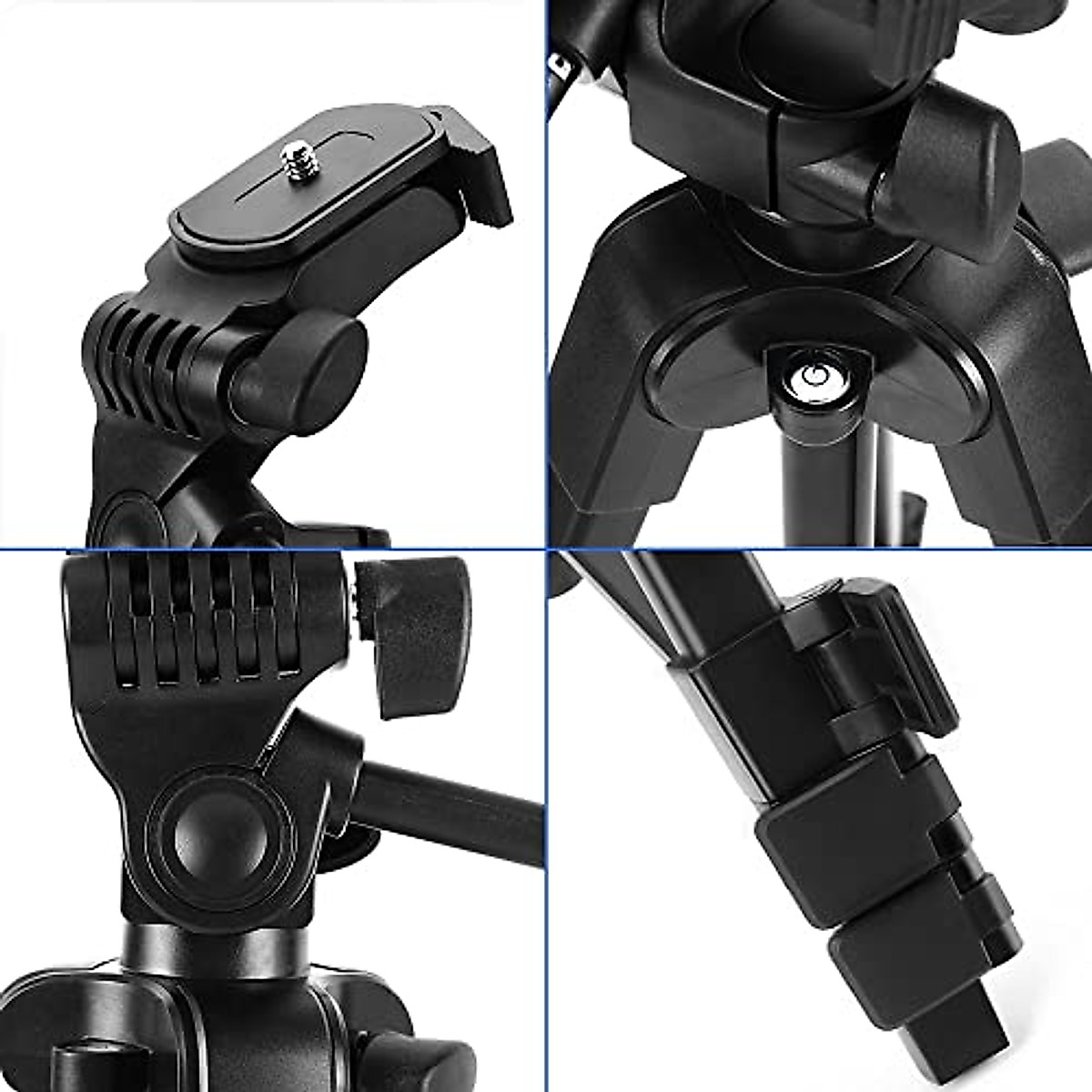 teefeet Phone Tripod, 54 inch Light Travel Tripod, with Mobile Phone Holder Adapter/Remote Shutter/Carry Bag for Selfie, Suitable for Video, Live Broadcast, Video Blog, Tiktok (Black)