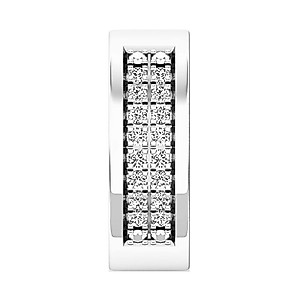 Dazzlingrock Collection Round White Diamond Unisex Double Row Mini Hoop Earring 1 Pc Only (0.06 ctw, Color I-J, Clarity I2-I3) in 925 Sterling Silver