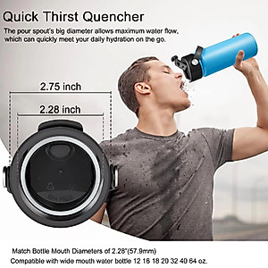 Tzuoieo Flip lid for Hydro Flask Wide Mouth 32 40 oz with Flexible Handle, Replacement Coffee Lid Compatible with Hydroflask, Nalgene, and More Top Water Bottle Brands Wide Mouth 32 oz 40 oz