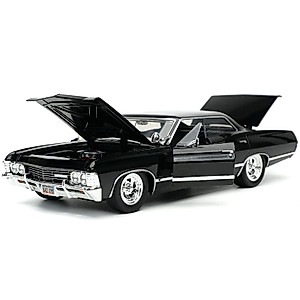 1967 Chevy Impala SS Sport Sedan Black & Dean Winchester Diecast Figurine Supernatural (2005-2020) TV Series 1/24 Diecast Model Car by Jada 32250