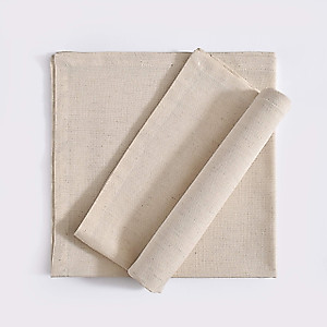 Fingercraft Dinner Cloth Napkins, Cotton Linen Blend 12 Pack Natural Premium Quality, Mitered Corners for Every Day Use Napkins are Pre Shrunk and Good Absorbency Christmas Cloth Napkins Ivory