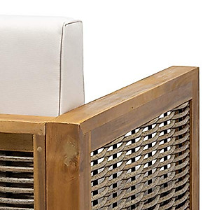 Christopher Knight Home Judith Outdoor Acacia Wood Club Chair with Wicker Accents (Set of 2), Teak Finish + Mixed Brown + Beige