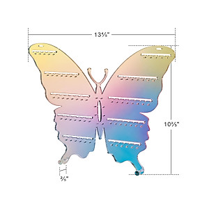NiHome Iridescent Acrylic Butterfly Wall Mount Jewelry Organizer, Aesthetic Earring and Necklace Holder for Home and Store Use, Easy No-Tool Installation & Elegant Design for Enhanced Jewelry Display