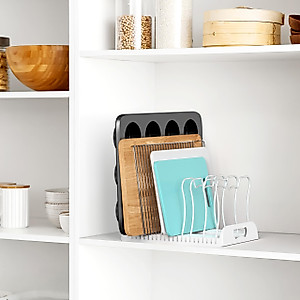 Simple Houseware 7 Compartments Adjustable Pan Organizer, White