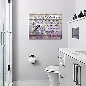 Purple Dragonfly wall art Inspirational Quotes Wall Decor Gift for Daughter Farmhouse Canvas Prints Rustic Dragonfly Country Painting Pictures Motivational Framed Artwork for Home Living Room Bedroom Bathroom 16"x12"