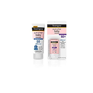 Neutrogena Pure & Free Baby Mineral Sunscreen Lotion with Broad Spectrum SPF 50 & Zinc Oxide, Water-Resistant, Hypoallergenic & Tear-Free Baby Sunscreen, 3 fl. oz, 3 pk