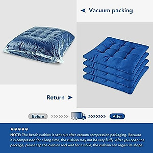 PLULON 4 Pack Chair Cushion Pads for Dining Chairs Soft Square Indoor Seat Pad Swinging Chair Cushions Seating Pillows with Ties for Kitchen Office Classroom Patio Garden Sofa Floor Chairs (Navy Blue)
