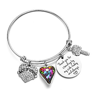 Vonluxy Maid of Honor Gifts from The Bride-Bridesmaid Bracelets Gift Mother of The Bride Gift Wedding Jewelry for Bridesmaids Bride to Be Mother of The Bride Groom Mother in Law Gift for Women