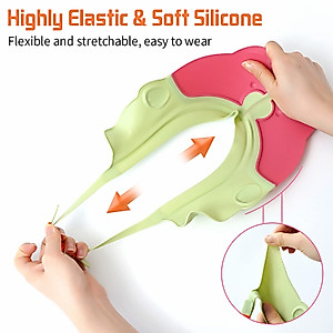 Reidio Baby Shower Cap Bathing Protection Silicone Adjustable Foldable Hair Washing Hat Shampoo Cap for Baby Toddler Kid Portable (Pink)