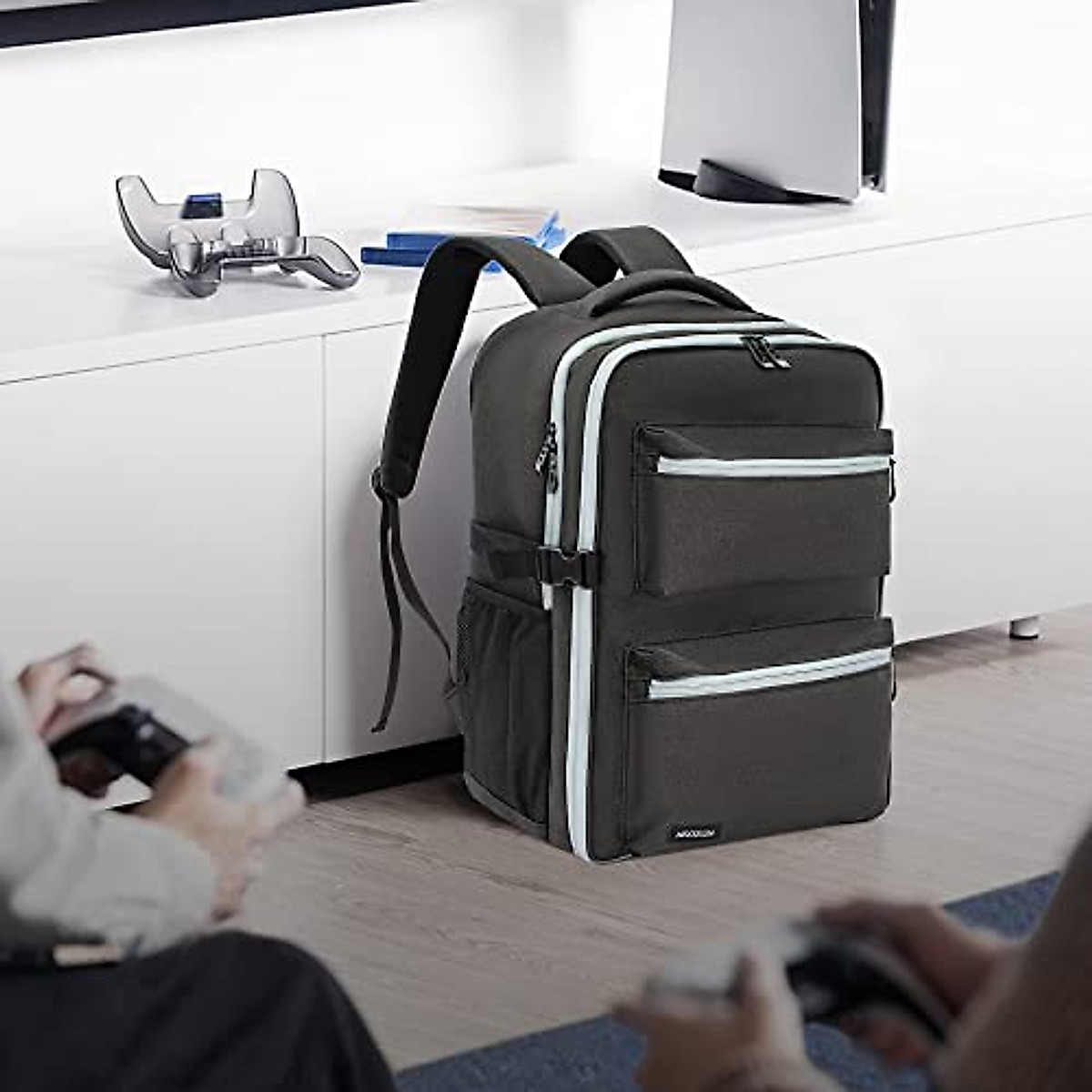 AKOZLIN Travel Gaming Console Backpack Compatible with Play Stantion 5 4 PS5/PS4/PS4 Pro/PS4 Slim/Xbox One X S