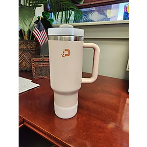 Acuewuja 30oz/890ml Tumbler With Handle, Lid, Straw And Silicone Boot Reusable Double Wall Vacuum 18/8 Stainless Steel Coffee Travel Mug Portable Insulated Beer Cup (Rose Quartz)