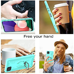 Milomdoi Case for Samsung Galaxy A22 5G with 2 Pack Screen Protector, [Not fit 4G] [Military Grade Protective ] Heavy Duty 360° Finger Ring Kickstand Cover for Samsung A22 5G Phone Case-Light Green
