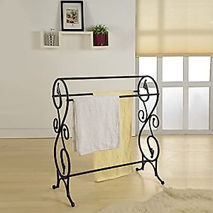 King's Brand Antique Style Pewter Finish Towel Rack Stand